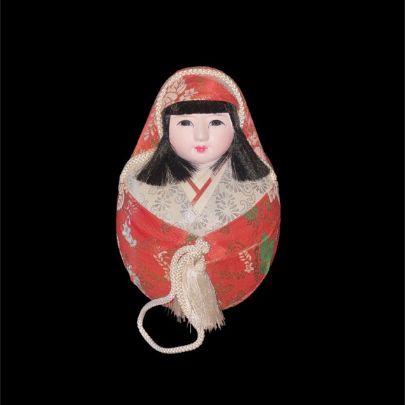 Hand Crafted | Art | Kimekomi Daruma Princess Hime Gofun Face Japanese ...